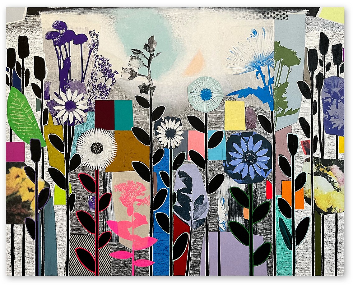 Emily Filler | Dreamscape (pink + blue flowers) Sold | | Lanoue Gallery